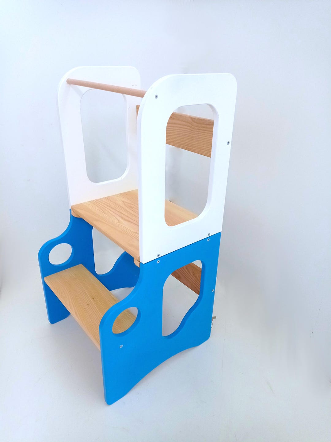 Wooden Kitchen Helper for Kids, Learning Step Stool, Montessori ...