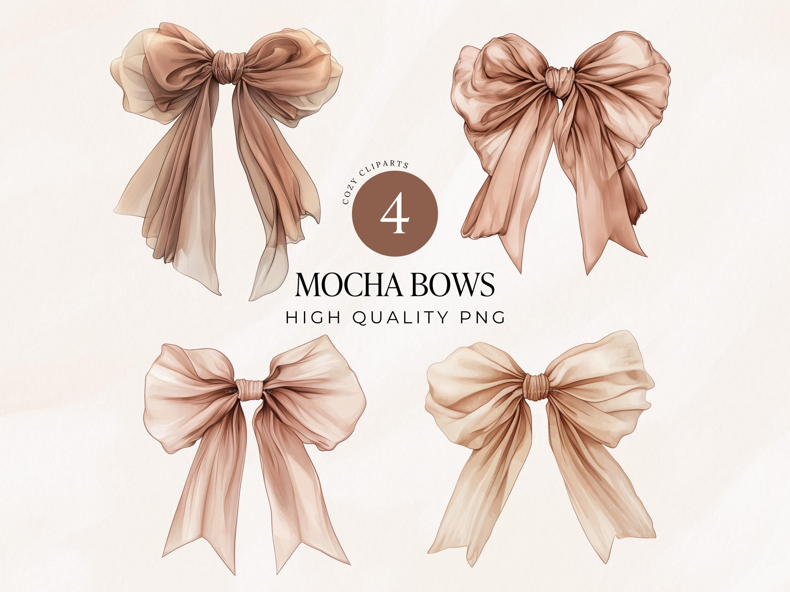 Coquette Bows Clipart, Mocha Mousse PNG, Cottagecore Aesthetic ...