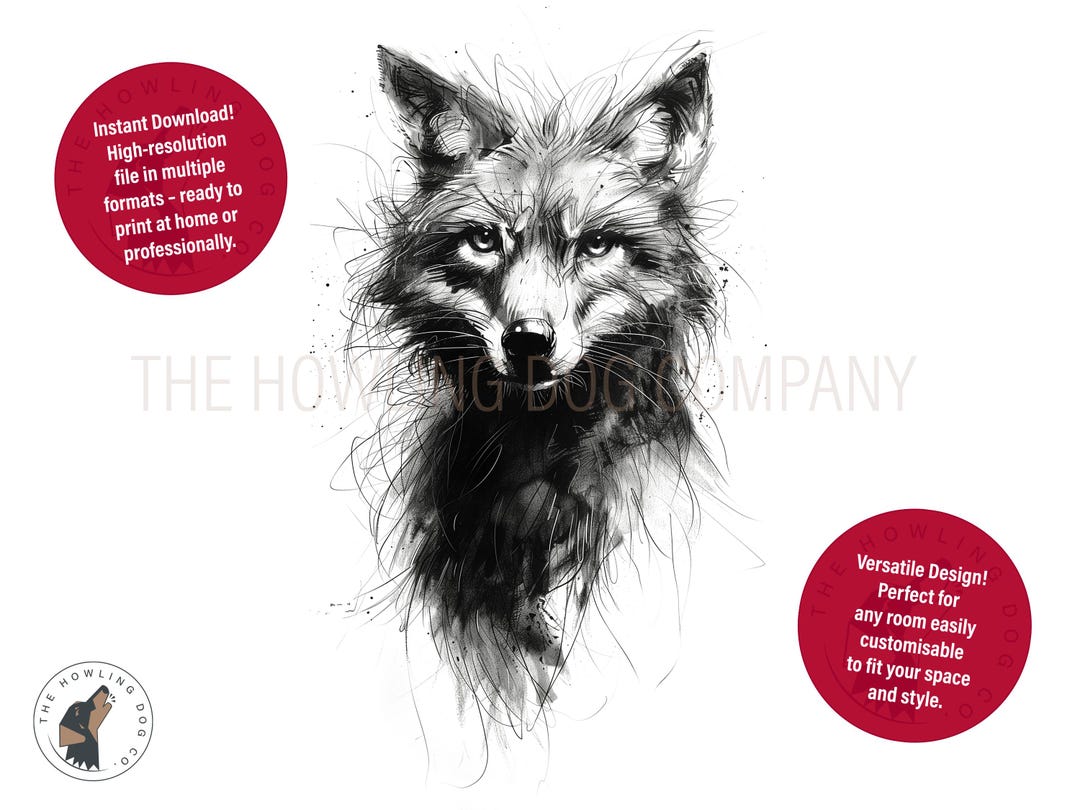 Instant Download Scruffy Fox Art Print PDF, JPEG, PNG Versatile Sizes ...