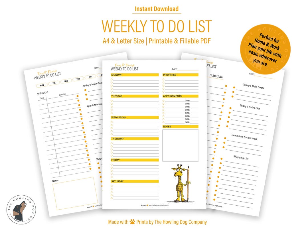 Customisable Digital Weekly Planner Weekly To-do-list Digital/printable ...