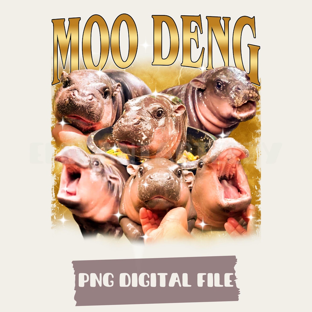 Cute Moo Deng Png, Funny Bootleg Png, Hippo Lover Png, I Love Moo Deng ...