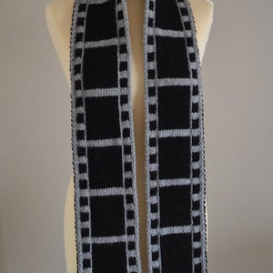 Hand Knitted Filmstrip Scarf Film Roll Black and Gray - Etsy