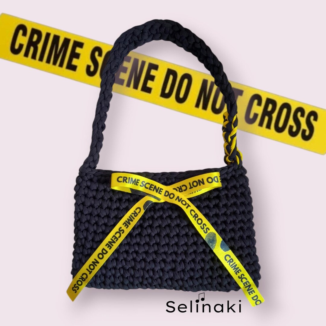 Hand Knit Crochet Black Crime Scene Bag - Etsy