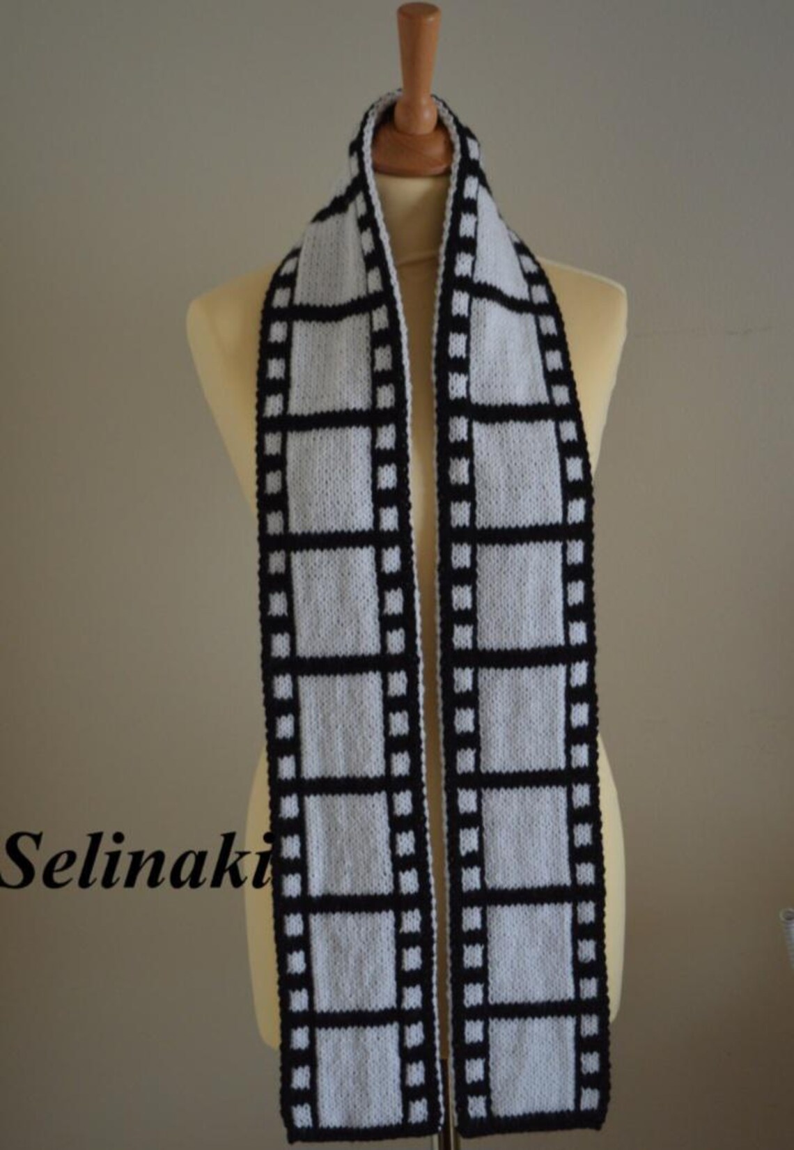 Hand Knitted Filmstrip Scarf Film Roll Black and White - Etsy