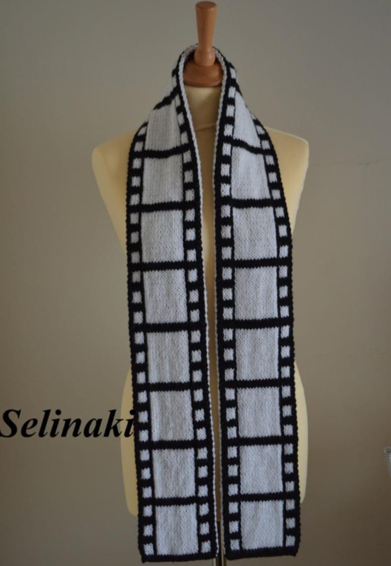 Hand Knitted Filmstrip Scarf Film Roll Black and White - Etsy