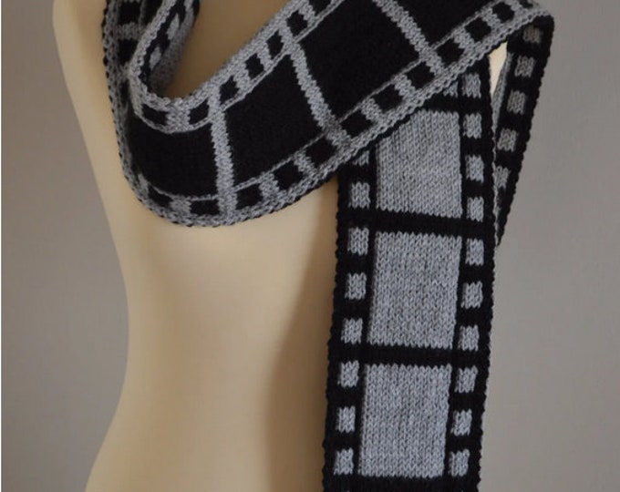 Hand Knitted Filmstrip Scarf Film Roll Black and Gray - Etsy