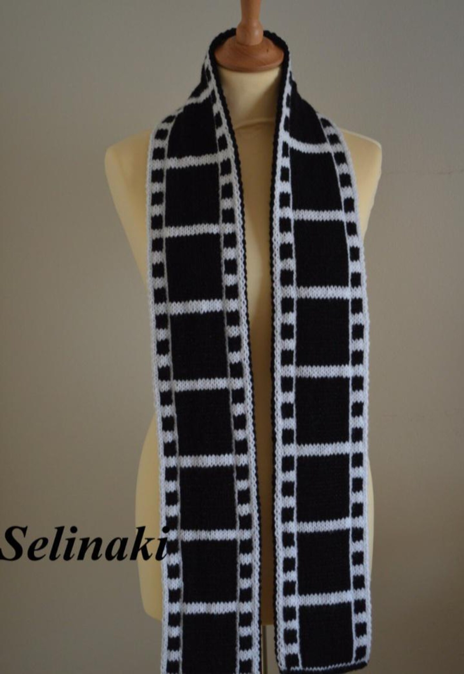 Hand Knitted Filmstrip Scarf Film Roll Black and White - Etsy