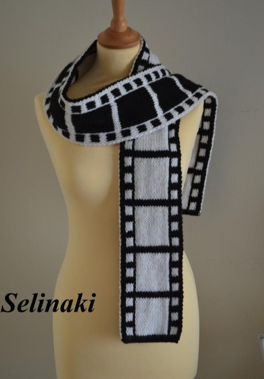 Hand Knitted Filmstrip Scarf Film Roll Black and White - Etsy