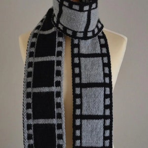 Hand Knitted Filmstrip Scarf Film Roll Black and Gray - Etsy