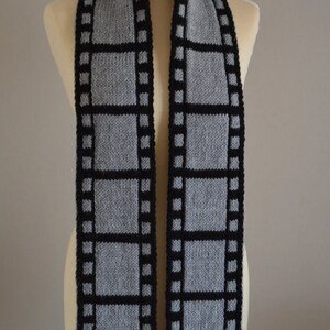 Hand Knitted Filmstrip Scarf Film Roll Black and Gray - Etsy