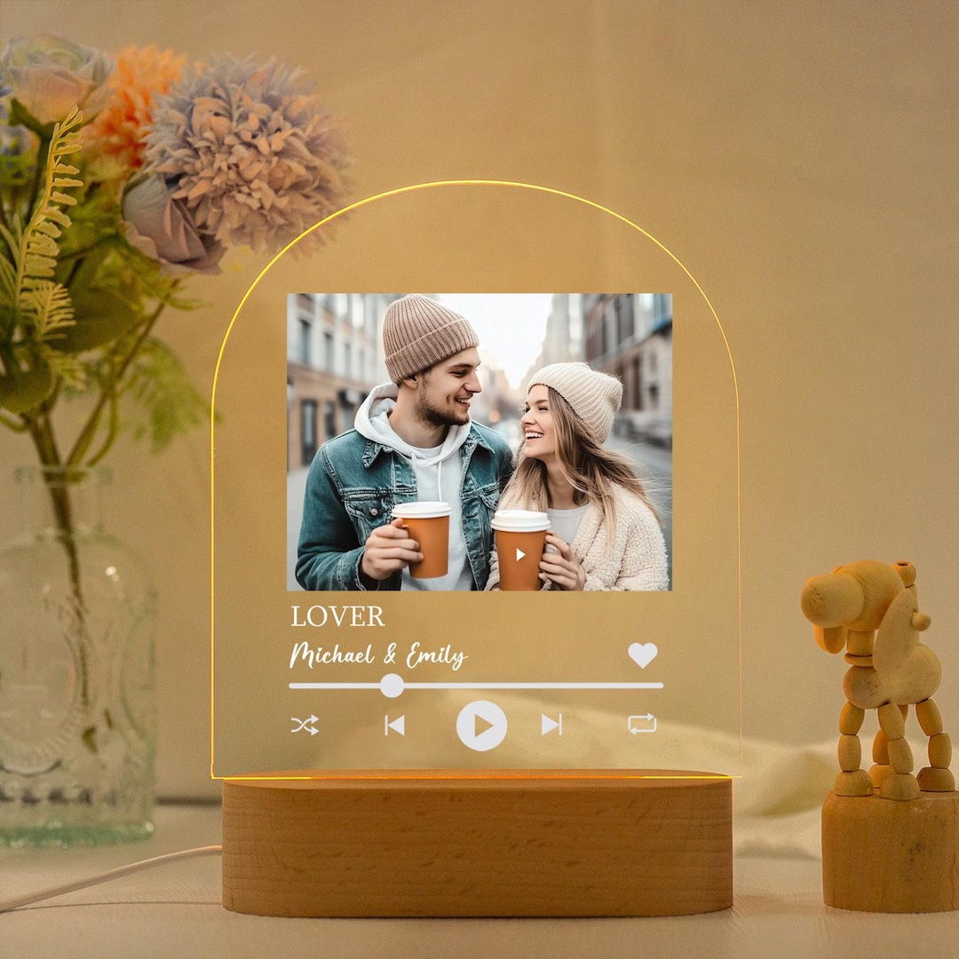 Personalized Photo Couple Night Light, Custom Couple Valentine Lamp ...