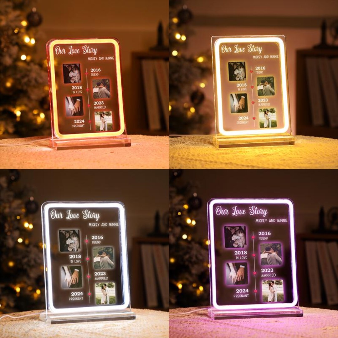 Customized Our Love Story Acrylic Frame Night Light, Personalized Photo ...