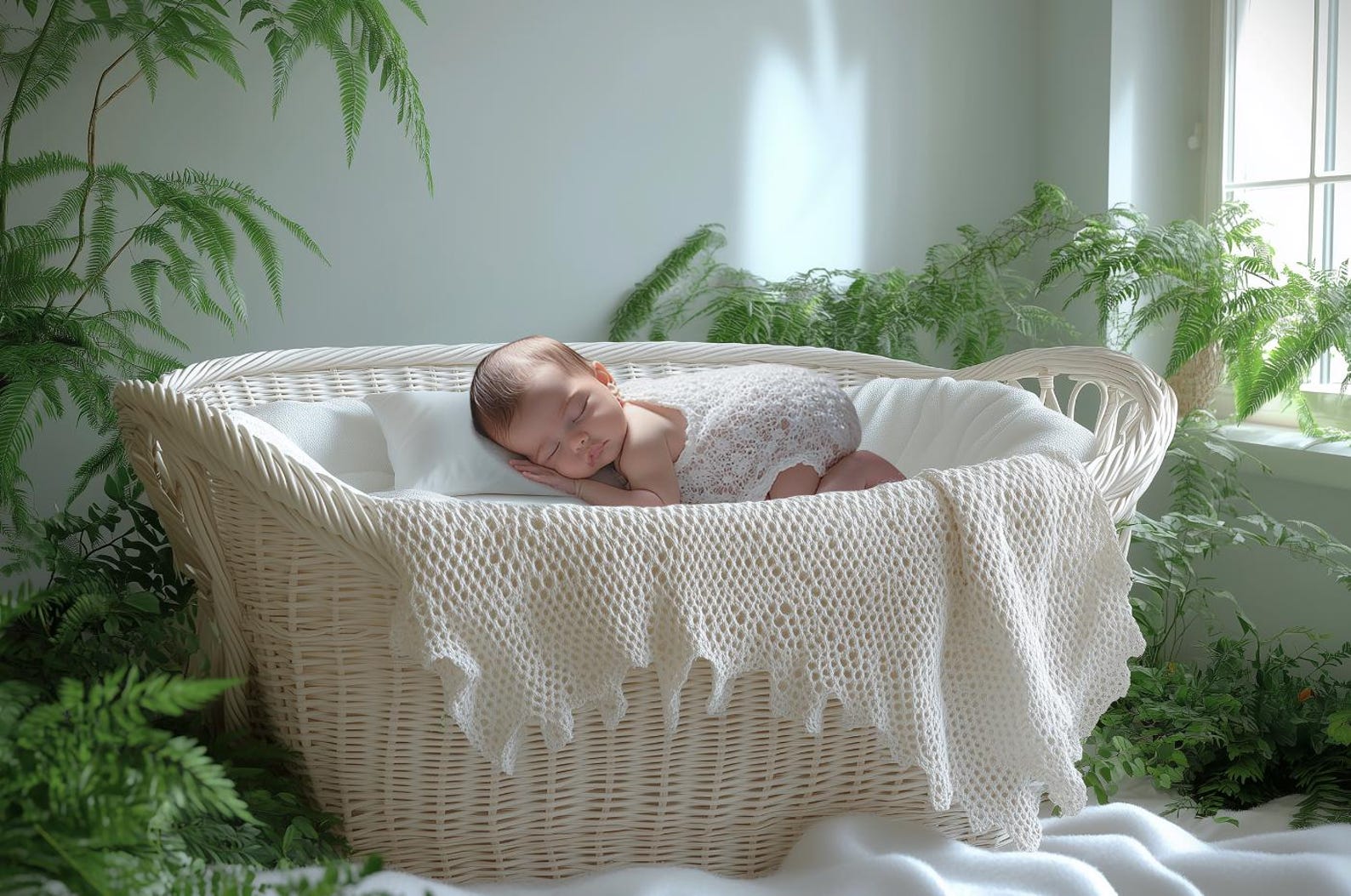 Newborn Crib Cot Digital Backdrop, Baby White Crib Cot, Digital ...