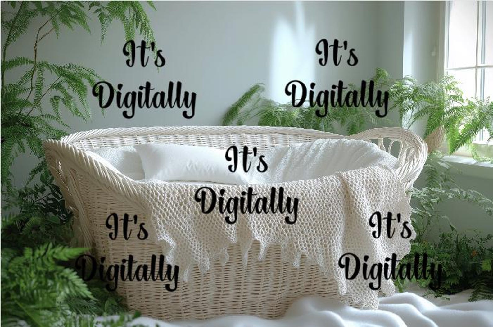 Newborn Crib Cot Digital Backdrop, Baby White Crib Cot, Digital ...