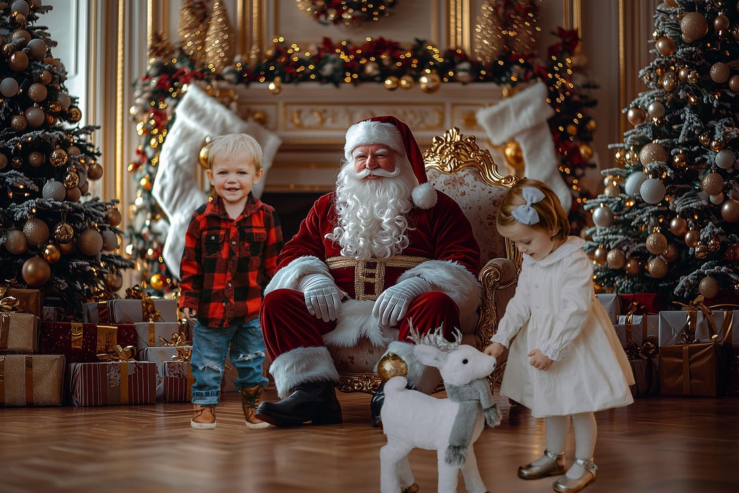 Christmas Photo Editing: Santa Sitting Down Digital Backdrops ...
