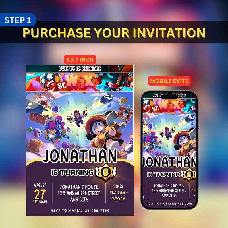 Brawl Stars Birthday Invitation, Brawl Stars Birthday, Brawl Stars ...