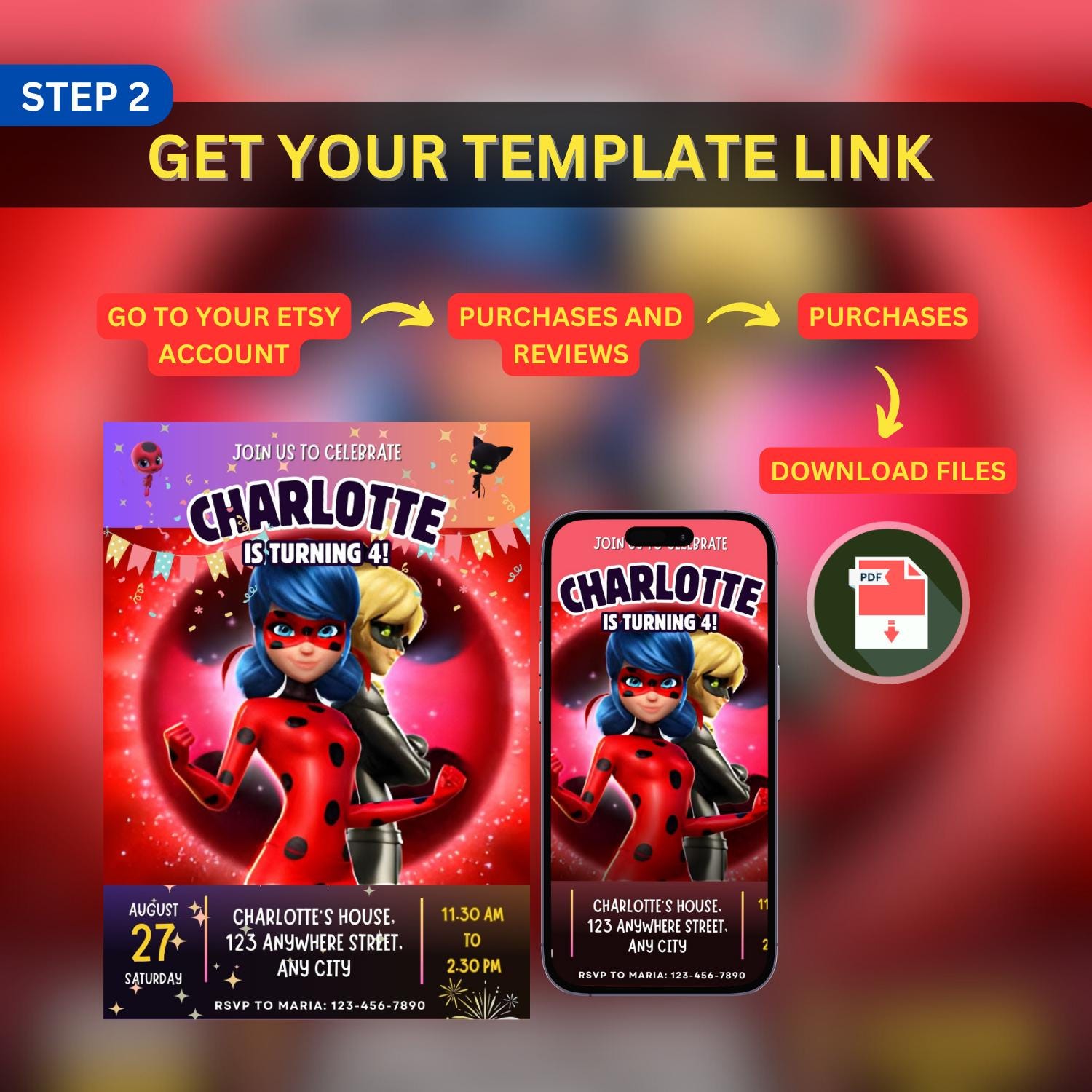 Ladybug Birthday Invitation Template Digital Kids Party Template, Boys ...