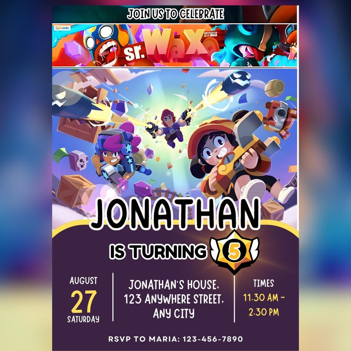 Brawl Stars Birthday Invitation, Brawl Stars Birthday, Brawl Stars ...