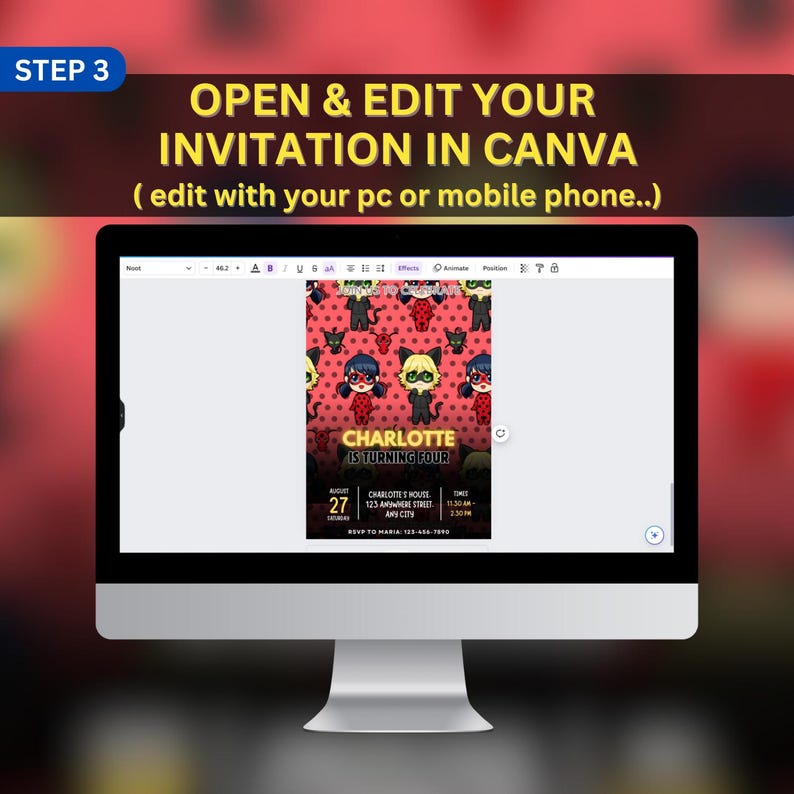 Miraculous Ladybug Birthday Invitation Template Digital Kids Party ...