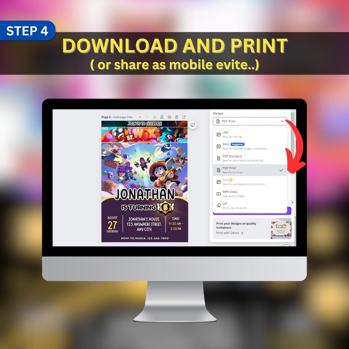 Brawl Stars Birthday Invitation, Brawl Stars Birthday, Brawl Stars ...