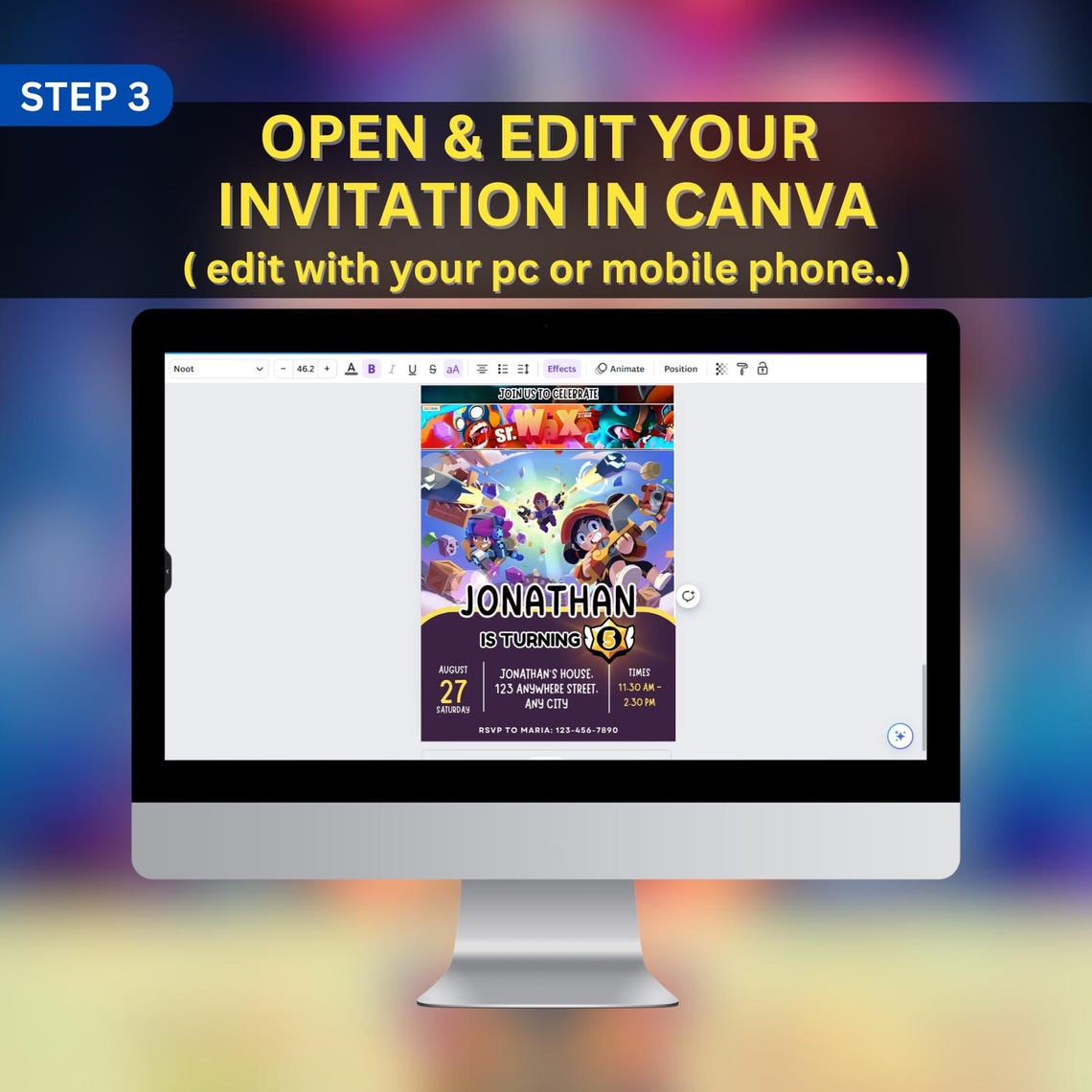 Brawl Stars Birthday Invitation, Brawl Stars Birthday, Brawl Stars ...