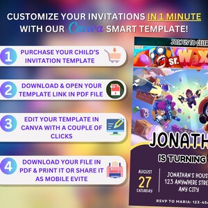 Brawl Stars Birthday Invitation, Brawl Stars Birthday, Brawl Stars ...