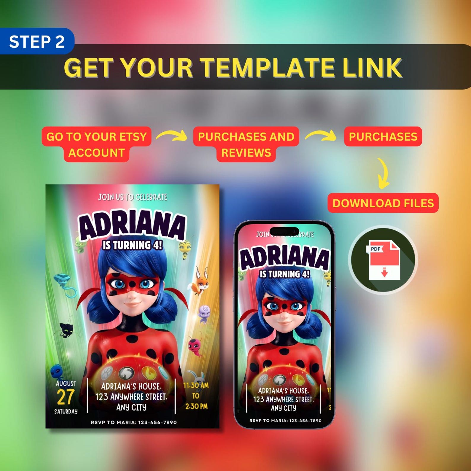 Girls Ladybug Birthday Invitation, Red Ladybug Party Invite, Girls ...