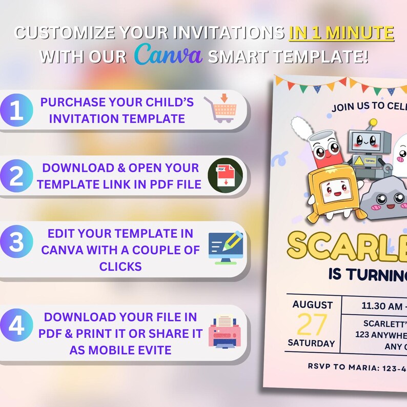 Lankybox Birthday Invitation, Lankybox Birthday, Lankybox Invitation ...