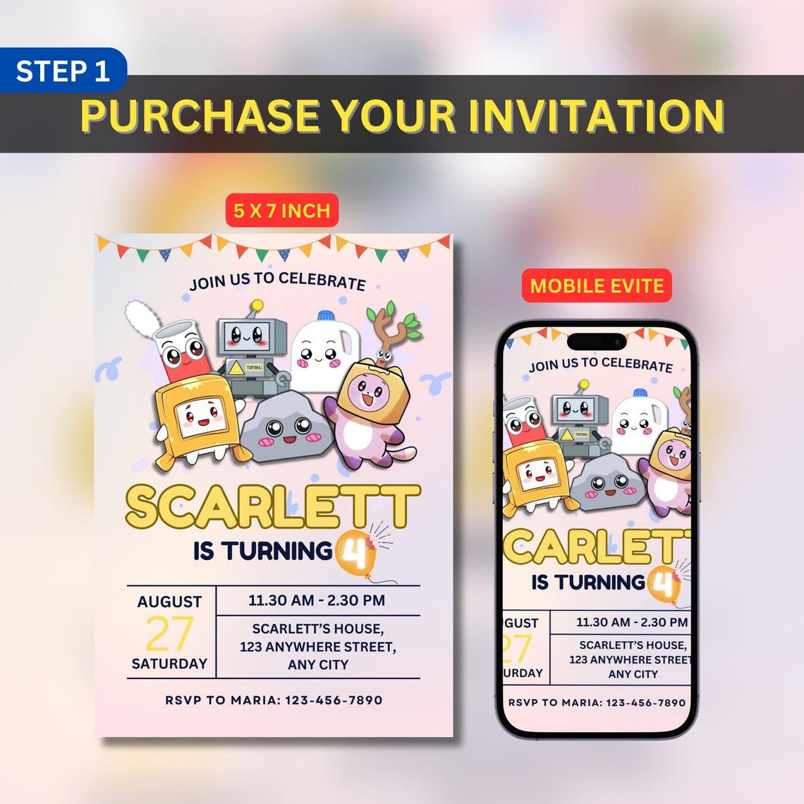 Lankybox Birthday Invitation, Lankybox Birthday, Lankybox Invitation ...