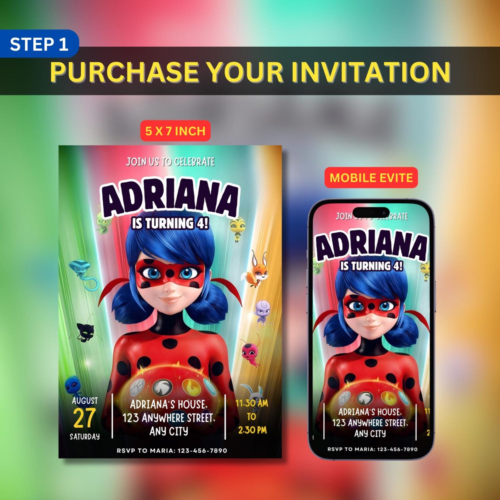 Girls Ladybug Birthday Invitation, Red Ladybug Party Invite, Girls ...