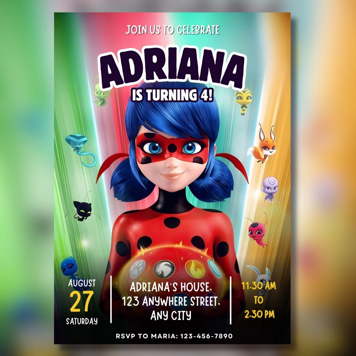 Girls Ladybug Birthday Invitation, Red Ladybug Party Invite, Girls ...