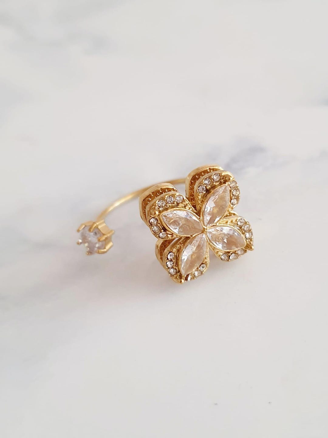 Rotating Anti-stress Ring Flower Stainless Steel - Gold - Etsy