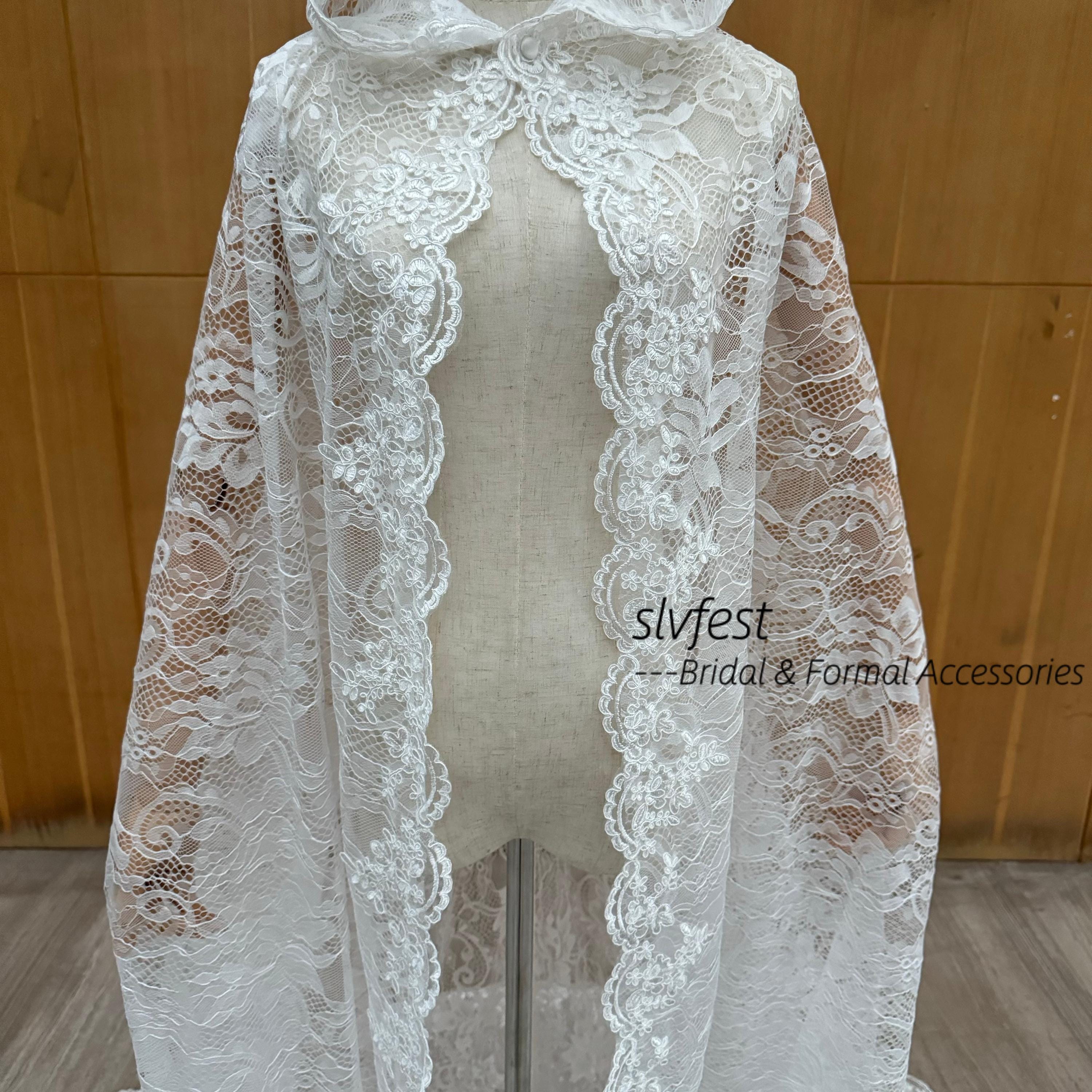 Full Lace Wedding Cape, Hooded Cape, Bridal Gown Accessories, Support ...