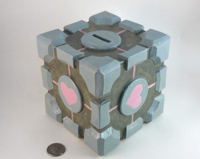 The Companion Cube - Handmade Ceramic Coin Bank - Etsy