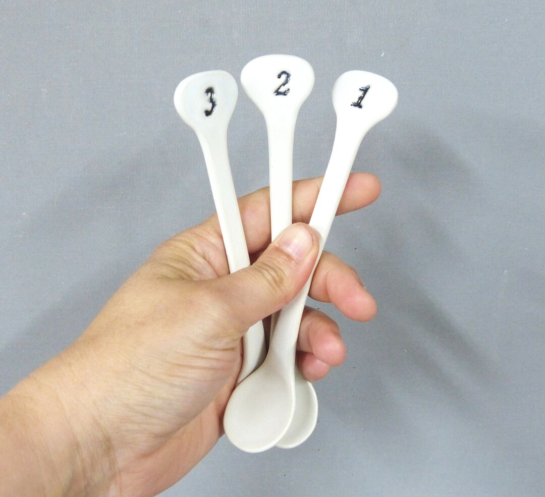 Number Spoon Set 123 Porcelain Spoons With Stamped Numbers One Two ...
