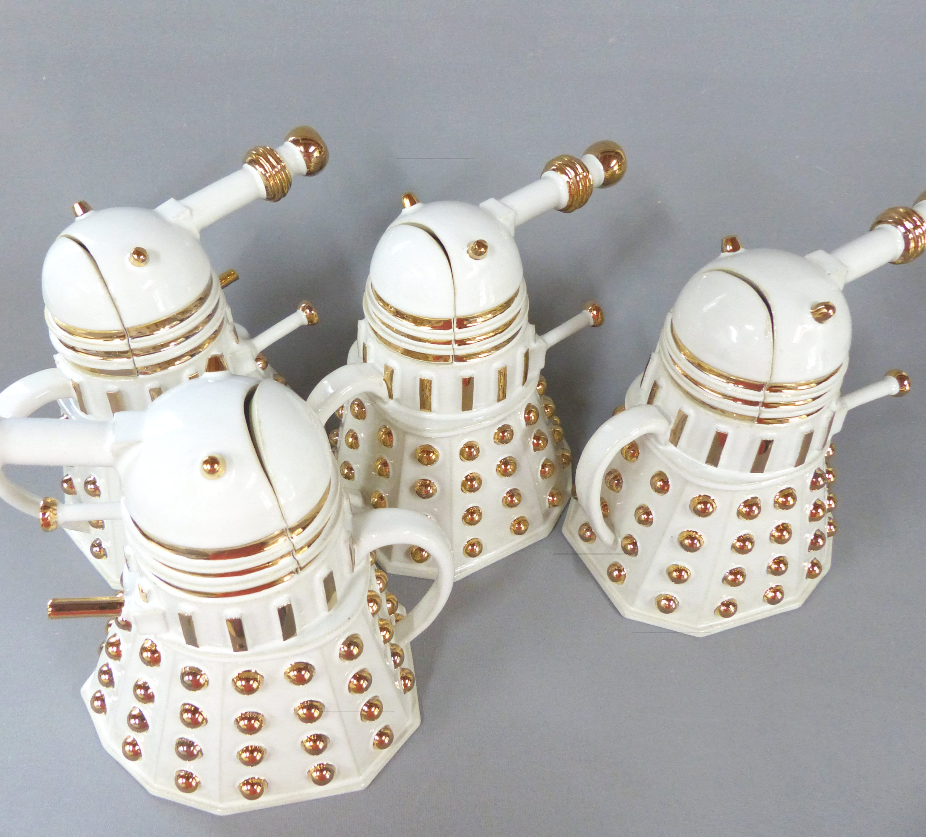 Imperial Dalek Teapot- Exterminate - White and Gold Robot Teapot ...