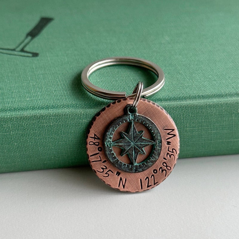 Engraved Compass Keychain - Etsy