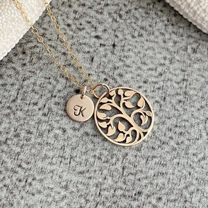 Personalized Bronze Family Tree Necklace 14k Gold Filled Chain and 14k ...