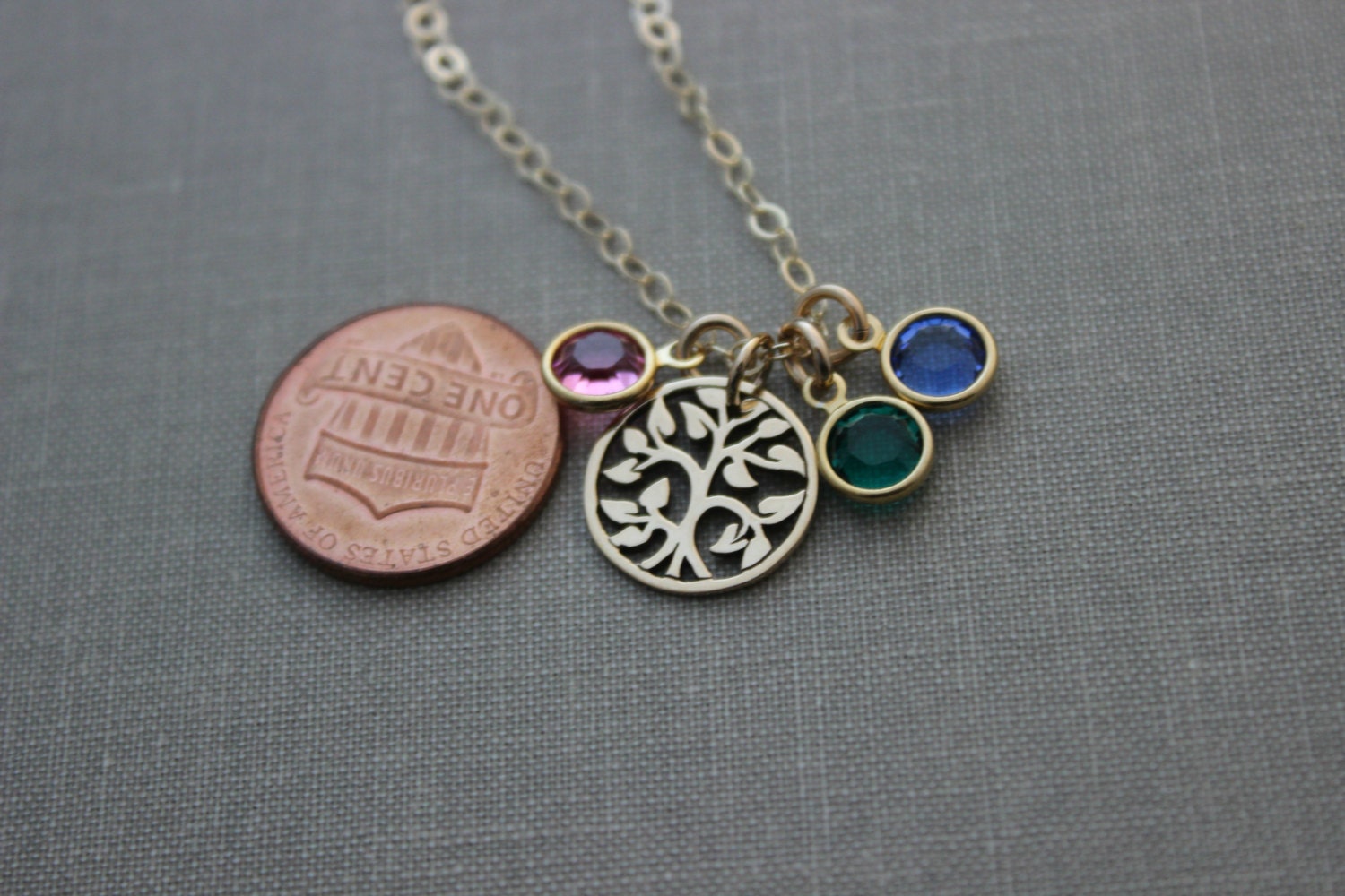 Bronze Family Tree Necklace With 14k Gold Filled Chain and - Etsy