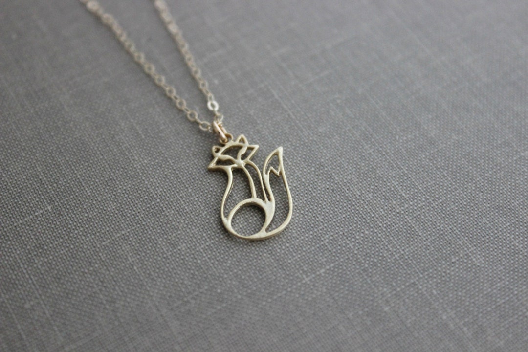 Fox Charm Necklace, Gold Vermeil Fox Charm With 14k Gold Filled Cable ...