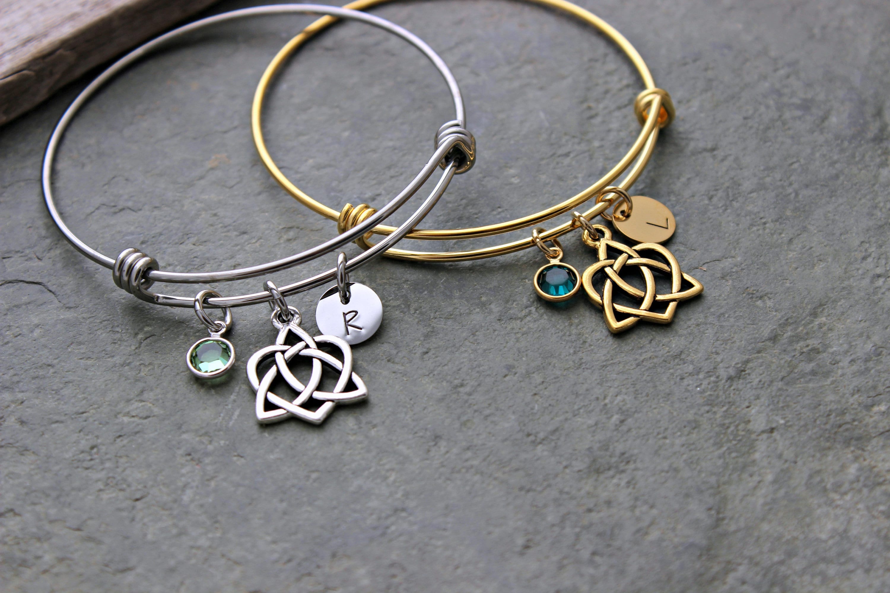 Celtic Knot Charm Bracelet - Silver or Gold Stainless Steel Adjustable ...