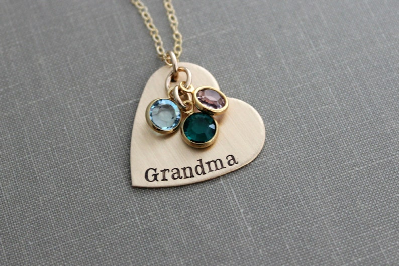 Hand Stamped Bronze Heart and 14k Gold Filled Chain Grandma Necklace ...