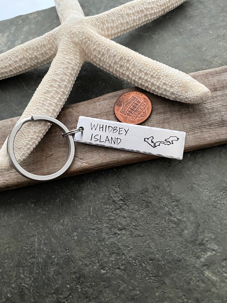 Whidbey Island Keychain Aluminum Hand Stamped Whidbey Bar | Etsy