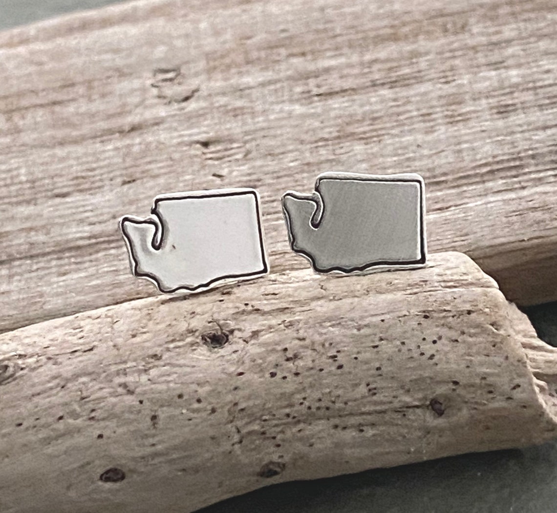 Sterling Silver Washington State Earrings - PNW Earrings - Tiny WA ...