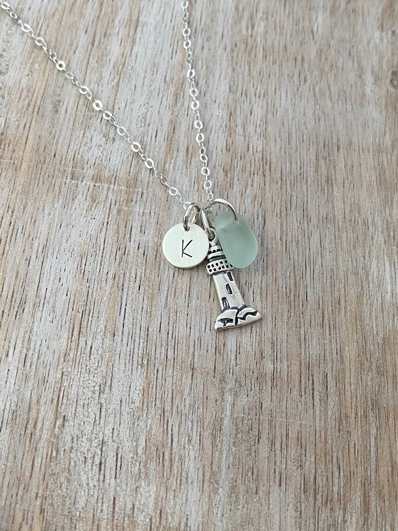 Sterling Silver Lighthouse Necklace Genuine Sea Glass and - Etsy