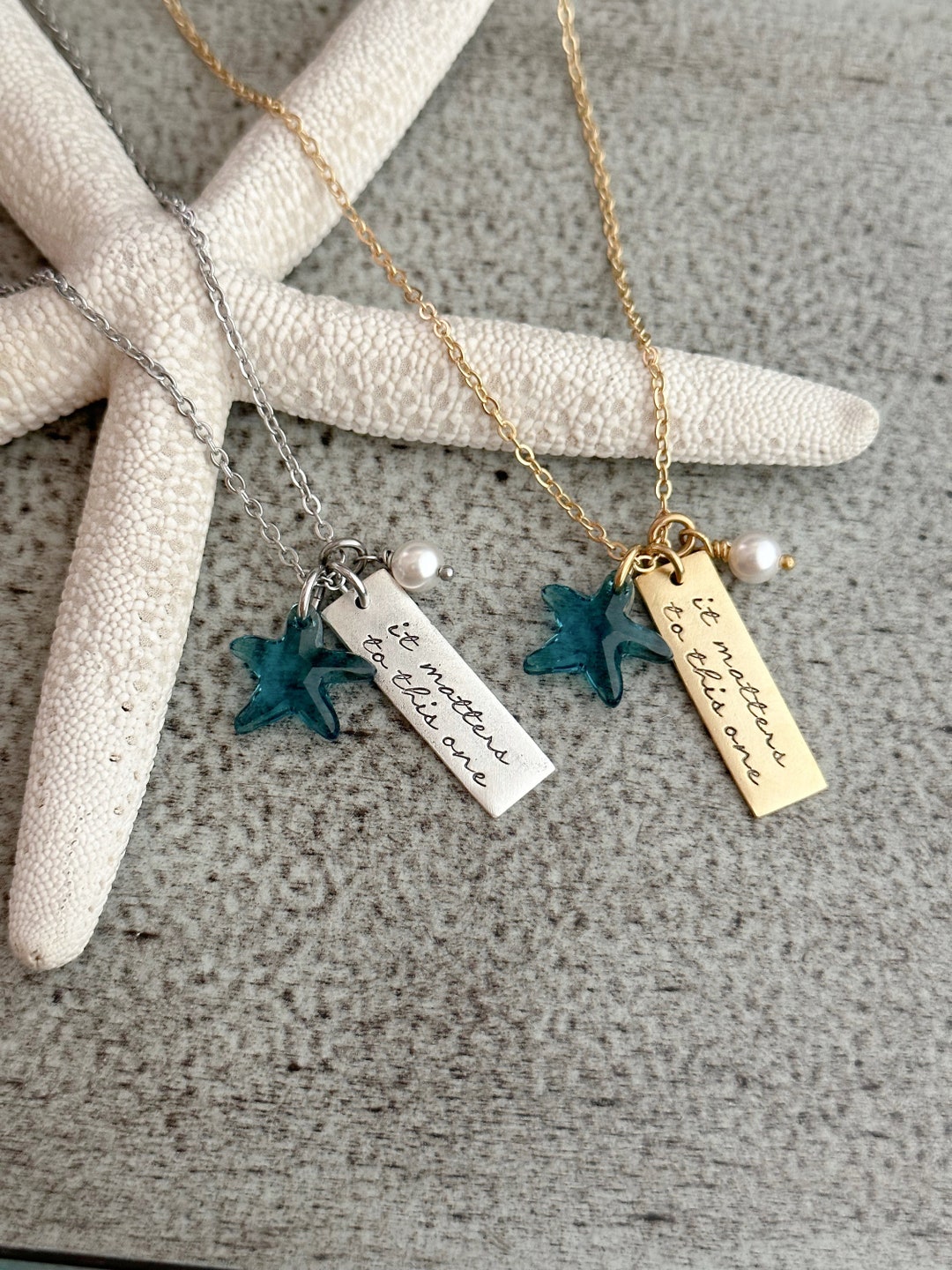 Starfish Necklace - It Matters to This One Quote Necklace - Teacher ...