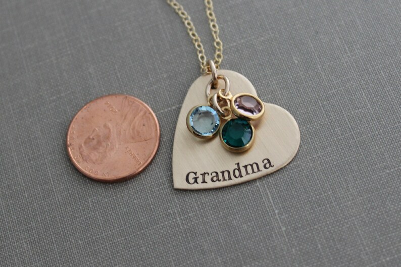 Hand Stamped Bronze Heart and 14k Gold Filled Chain Grandma Necklace ...