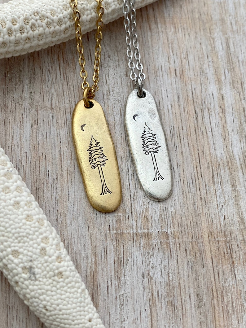 Redwood Tree Necklace - Gold or Silver Forest Necklace - Gift for ...