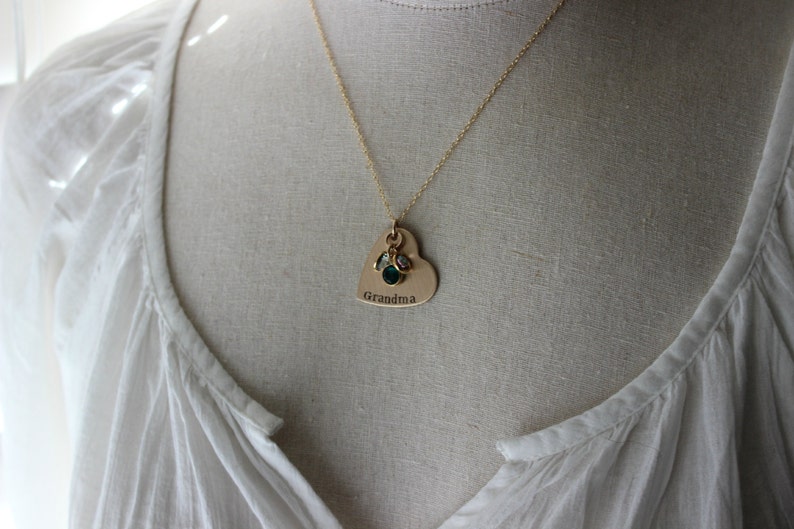 Hand Stamped Bronze Heart and 14k Gold Filled Chain Grandma Necklace ...