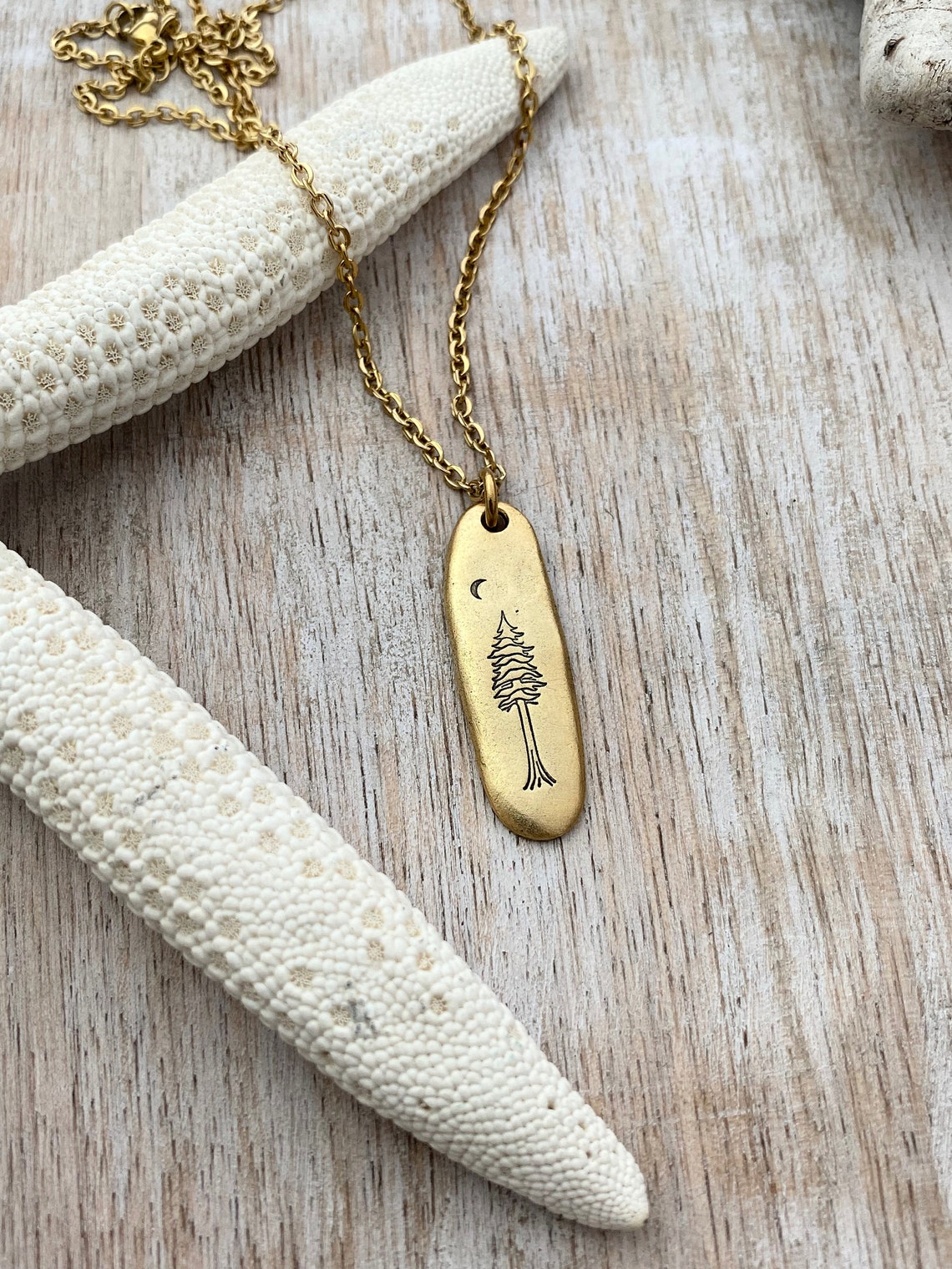 Redwood Tree Necklace - Gold or Silver Forest Necklace - Gift for ...